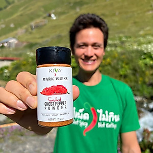 Kiva x MARK WIENS - Smoked Ghost Chili Pepper Powder (Bhut Jolokia) - Non GMO, Vegan, Fair Trade - 2.5 oz