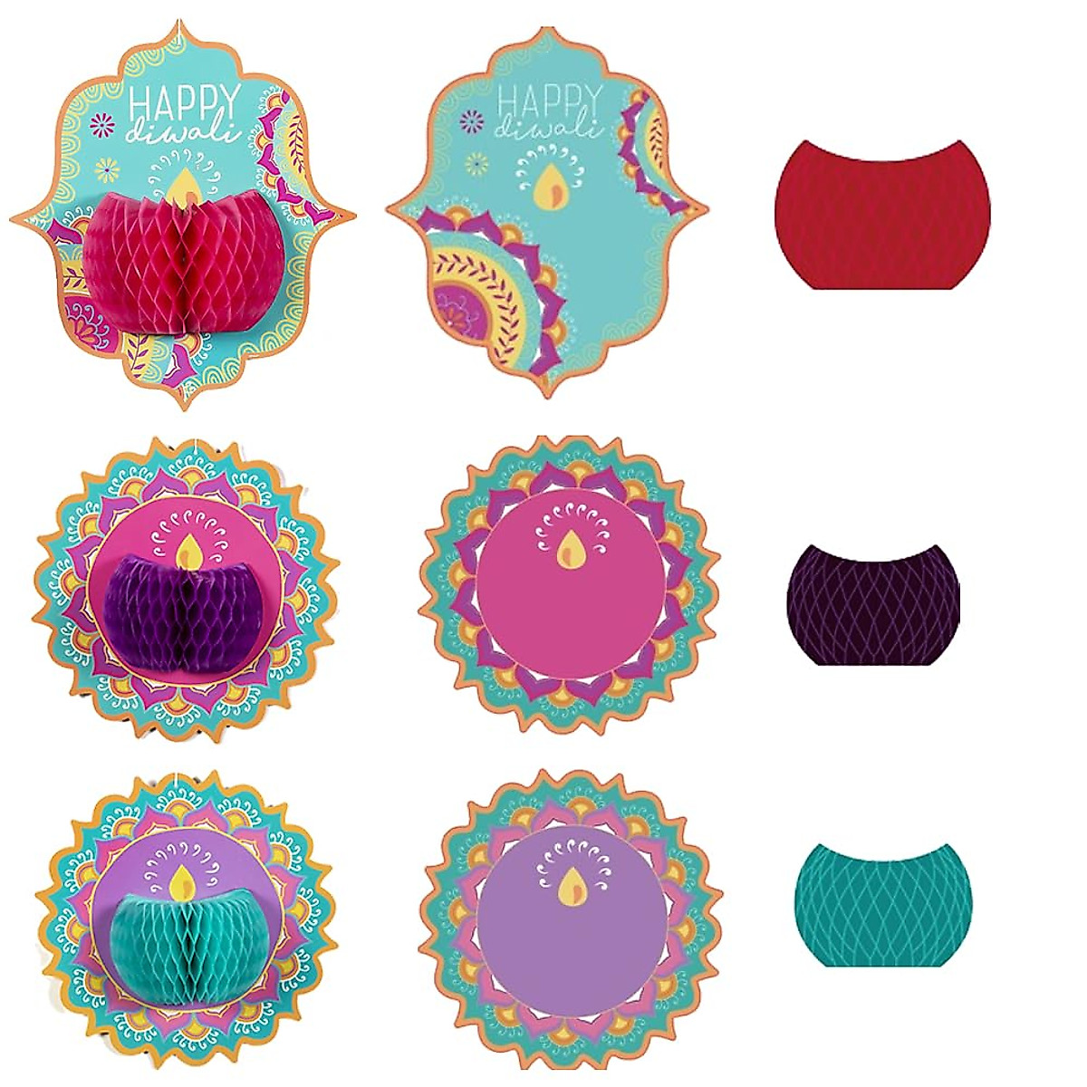 Diwali Hanging Honeycomb Decorations, Festival of Lights Indian Festival Deepavali Happy Diwali Honeycomb Hanging Decorations