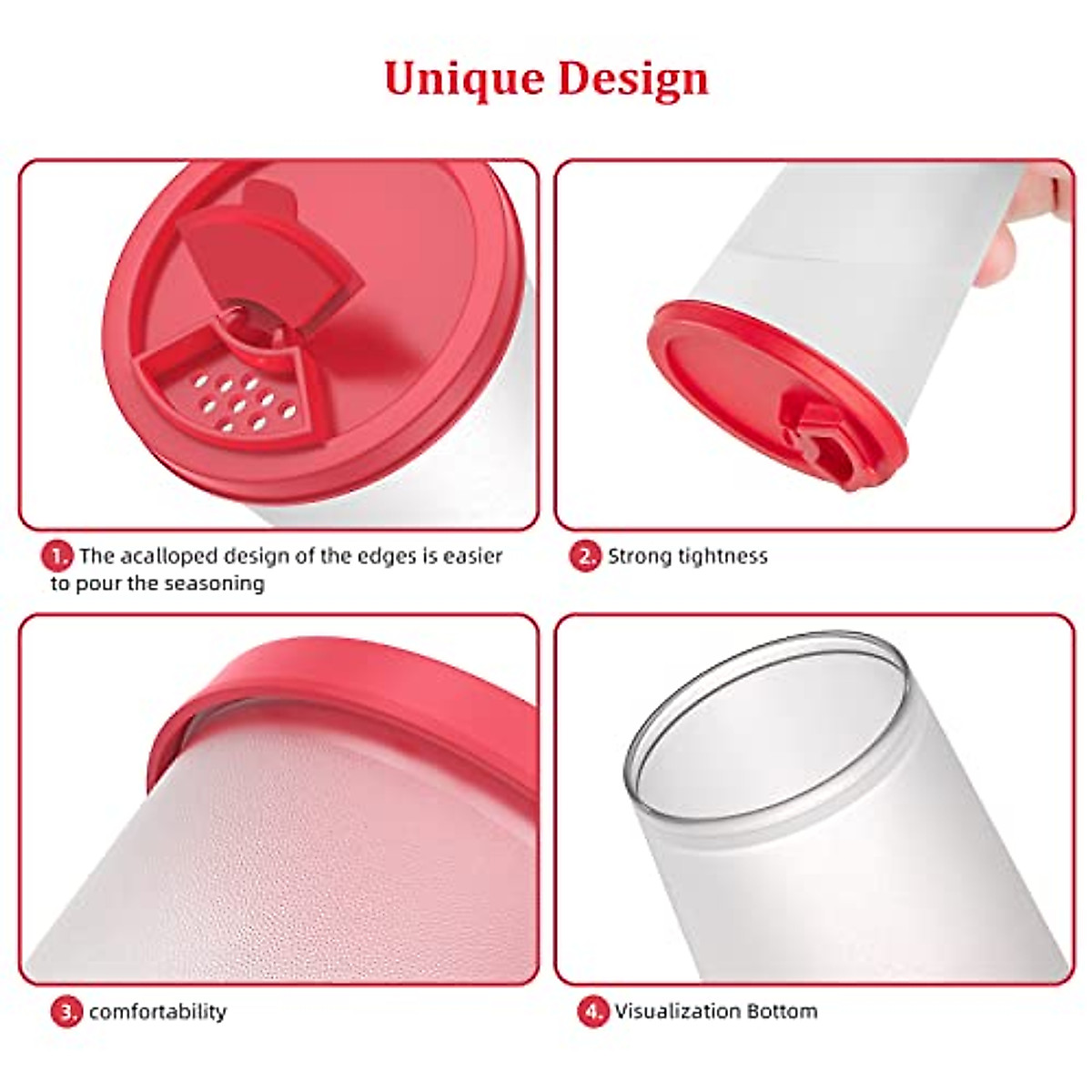 Salt and Pepper Shakers Set of 2 Moisture Proof 6.7oz Plastic Salt Shaker With Lid for Camping Picnic Outdoors Kitchen Clear Airtight Spice Jar 2 Pack - Large