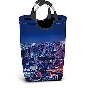 Wondertify Tokyo Japan Night Cityscape Famous Television Tower Landmark Laundry Hamper Attraction Place Clothes Basket With Easy Carry Handles For Clothes Organizer Toys Storage