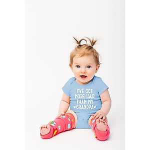 Belle Homie I've Got More Hair Than My Grandpa - Funny Baby Essentials Bodysuit - Cute Baby Girl Clothes (12 Months, Light Blue)