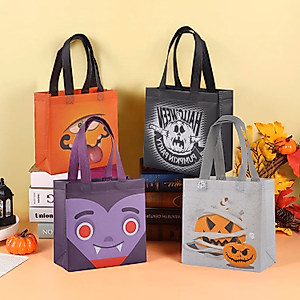 YHCHLHFF 18 Pcs Trick or Treat Bags Halloween Goodie Bags Reusable Non Woven Bags With Handles Halloween Candy bags Party Supplies