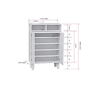 Kings Brand Furniture - Elgin Modern 2-Door with Open Shelf Shoe Rack Storage Cabinet, White