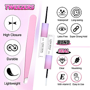 DIY Lash Extension Kit, 240pcs Eyelash Extension Kit Individual Cluster Lashes Extension DD Curly Lashes with Lash Bond and Seal at Home Lash Extensions Kit for Self Application (30p, 8-16mm)