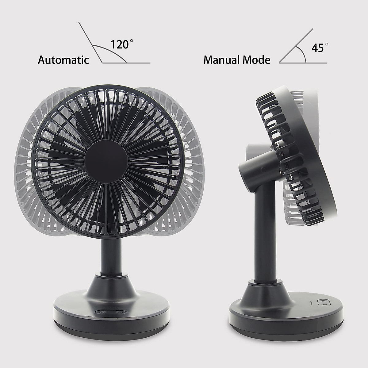 USB Desk Fan,Small Table Fan Oscillating Fan Head Rotating Adjustment Portable Mini Personal Fan 3 Speeds Strong Wind Quiet Desktop Table Cooling Fan for Home Office Table Dorm Outdoor Camping Travel