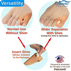 Chiroplax Tailor's Bunion Corrector Pads Bunionette Pain Relief Pinky Little Toe Straightener Separator Cushion Splint Protector Shield Spacer Cover Guard (4 Pads, Shims -Small)