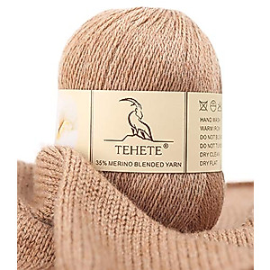 TEHETE Merino Wool Yarn for Knitting 3-Ply Soft Crochet Yarn