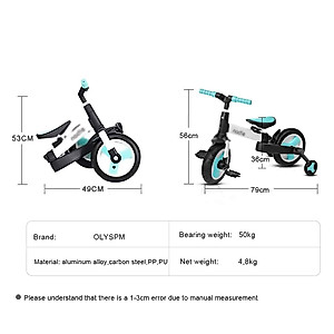 SZNWJ Ygqtbc 4 in 1 Kids Trike Enlarged Children Walker with Parent Steering Push Handle,Folding Balance Bike for 1-6 Years Old Boys Girls (Color : B)