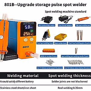 CHUNTIANMEI 801B Battery Spot Welder, 11.6 KW Capacitor Energy Storage Spot Welding Machine, Portable Precision Pulse Battery Welding Equipment,for 18650, Lithium Battery Pack Building