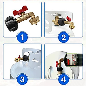 Xastro Propane Refill Elbow Adapter QCC1 90 Degrees Propane Refill Pressure Adapter with ON-Off Control Valve for Camping Grill 1LB Bottle Tank from 5-40LBS Cylinder