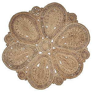 LR Resources Jute LR12029-NAT40RD Natural Round X 4 ft Indoor Area Rug, 4' x 4'
