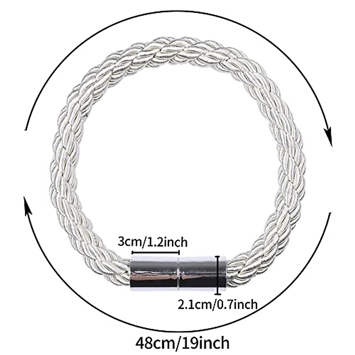 Groleca 2 Pack Strong Magnetic Curtain Tiebacks Curtain Holdbacks Curtain Ties Curtain Tie Backs with Thicker Twist Rope & Upgrade Strong Magnetic Tiebacks for Curtains (Creamy-white, 2)