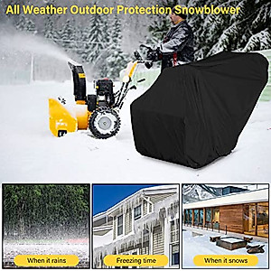 AKEfit Snow Blower Cover, 420D Waterproof UV Protection Heavy Duty Snow Blower Cover, Durable Patio Cover for Electric Snowblowers, Design with Double Seam and Drawstring - 50x35x43In Black