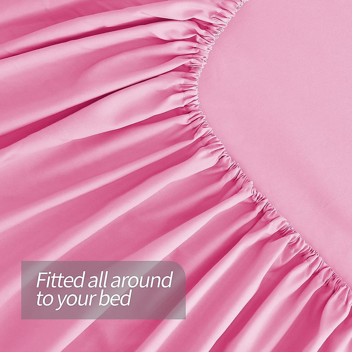 Ersmak Full Size Sheets Set (4 Piece), Super Soft Brushed Microfiber Bed Sheets with 16 Inch Deep Pocket, Egyptian Quality Luxury Bedding Set - Pink