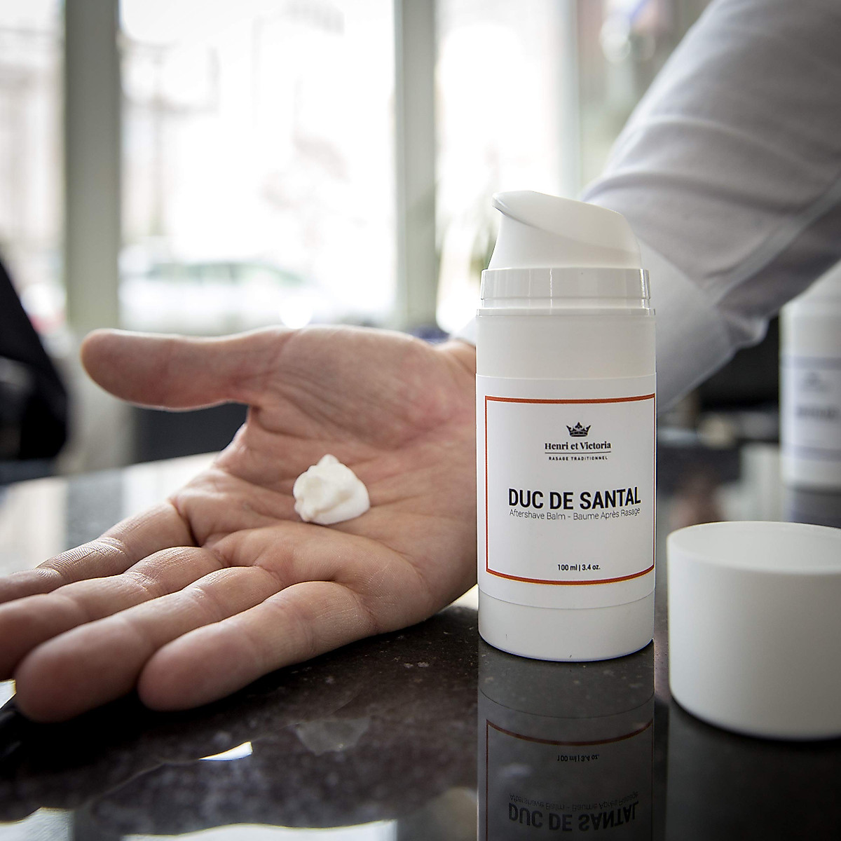 HENRI ET VICTORIA Aftershave for Men | Duc de Santal Chic and Subtle Scent | Canadian Made by Skilled Artisan | After Shave Balm Prevent and Cure Razor Burns | 100 ml (3.4 oz)