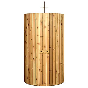 ALEKO Rinse Outdoor Shower Kit | Ellipse Curved Overhead Rain Shower | Adjustable Outdoor Showerhead | Garden Hose or Hard Plumbing Water Hookup | Western Red Cedar and Stainless Steel