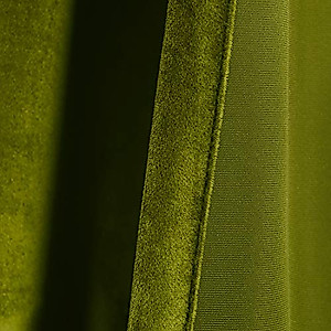 Roslynwood Velvet Curtains 2 Panels Set, Block Light Thermal Insulated Velour Rod Pocket Drapes for Bedroom and Living Room (52 x 96 inch, OliveGreen)