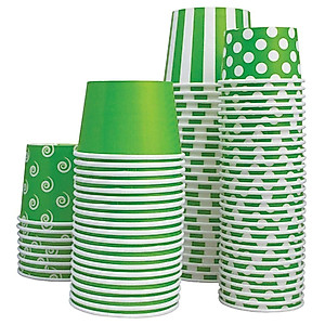 UNIQ [1,000 Count Green Polka Dot Disposable Ice Cream Bowls - 12 oz Paper Ice Cream Cups Disposable - Perfect For Hot or Cold Foods! - Ice Cream Bar Supplies Frozen Dessert Supplies