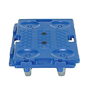 Vestil PCS-1626 Plastic Interlocking Dolly with Polypropylene Caster, 250 lbs Capacity, 16” Width x 26” Length x 6-1/2” Height , Deck Height