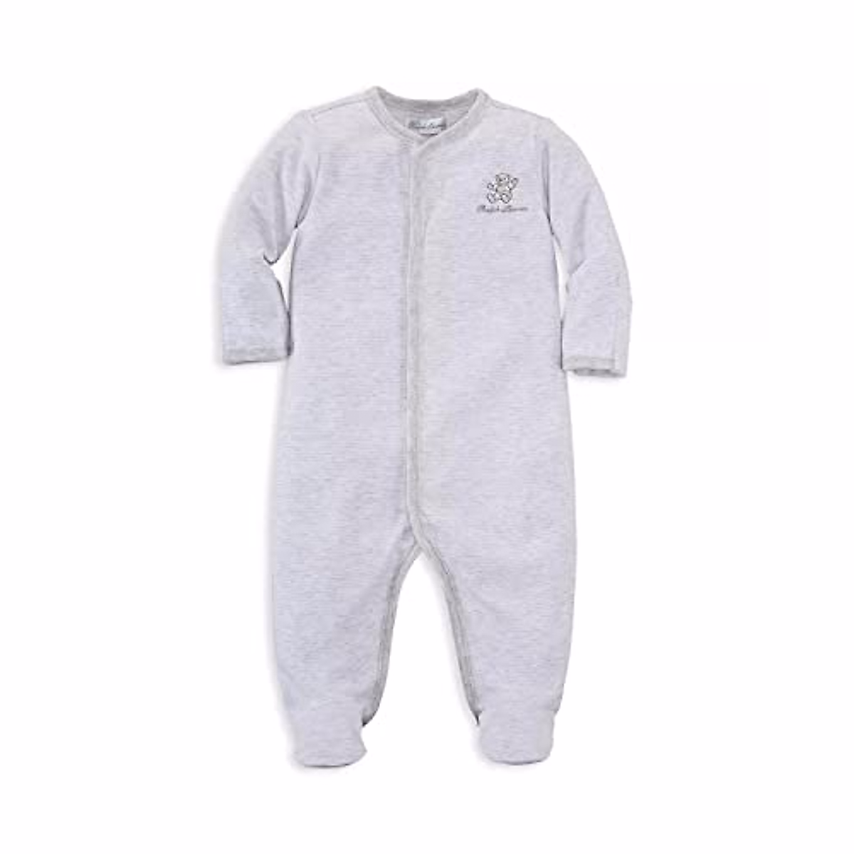 Ralph Lauren Baby Boy or Baby Girl Striped Cotton Footed Coverall Grey Heather Multi (3 Months)