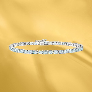 Ross-Simons 7.00 ct. t.w. Aquamarine Tennis Bracelet in Sterling Silver. 7 inches