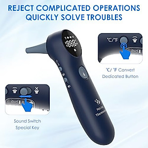 MINDPET-MED Pet Ear Thermometer for Dogs, Cats, and Livestock, Long Probe Designed, ℃/ ℉ Convert and Sound Switch Dedicated Button, 1 Second Measurement, 20 pcs Pet Swabs Included