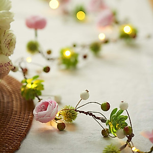 MIYA LIFE Easter Decorations Fairy String Lights | Battery Operated & Remote Controlled Bunny, Butterfly, Daisy and Rose Garland for Festive Spring Home Décor (Rose Garland)