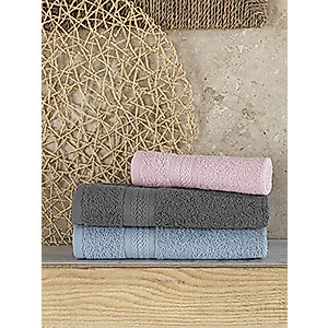 REGAL RUBY Quick-Dry 4 Pieces Grey Hand Towels Highly Absorbent 100% Turkish Cotton - Perfect Lightweight Towel for Bathroom, Kitchen, Guests, Pool, Gym, Camp, Travel, College Dorm, Shower