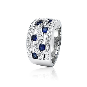 Hoops & Loops Sterling Silver Blue Cubic Zirconia Swirl Eternity Fashion Band Ring, Size 6