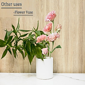 CrafArcher Large Kitchen Utensil Holder, 360° Rotating Plastic Utensil Caddy, Kitchen Countertop Utensil Kitchen Tools and Gadgets Organizer White 5.7" D x 6.5" H