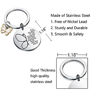 FUSTMW Butterfly Inspirational Gifts I Am The Storm Keychain Encouragement Gifts Butterfly Lover Gifts They Whispered to Her You Cannot Withstand The Storm (Silver)