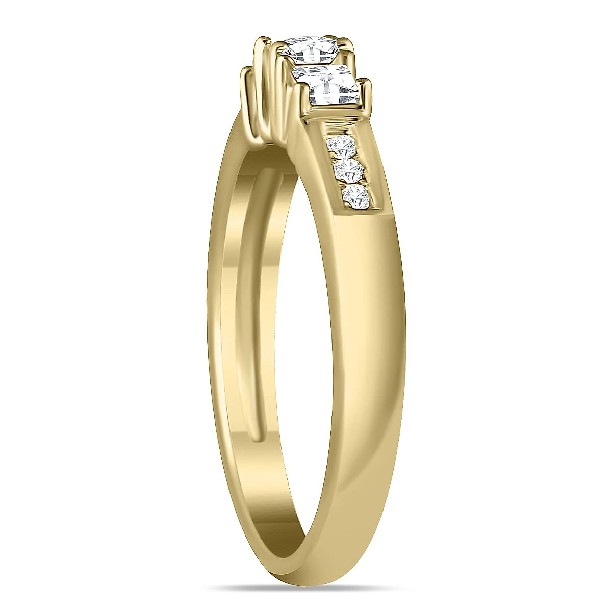 1/2 Carat TW Diamond Three Stone Ring in 10K Yellow Gold (K-L Color, I2-I3 Clarity)