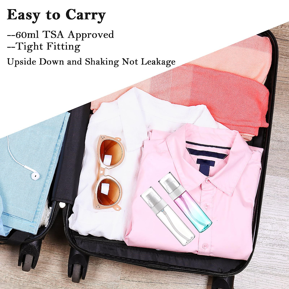 Fine Mist Spray Bottle Plastic Spray Bottles 3.4oz/100ml 2Pack Makeup Setting Spray Bottle TSA Approved Empty Cosmetic Refillable Travel Bottle Containers Sprayer for Water,Perfume,Essential