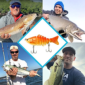 Smaky Fishing Lures for Bass Tackle Kit Slow Sinking Hard Swimbaits Wobbler Trout and Other Fish Species Multi Jointed Segmented Bionic Crankbait for Freshwater Or Saltwater with Sharp Treble Hooks