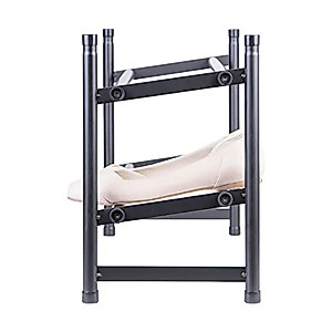 J&V TEXTILES Telescoping Stackable/Expandable Free Standing Shoe Rack, 2-Tier Holds Up To 10-Pair (Black)