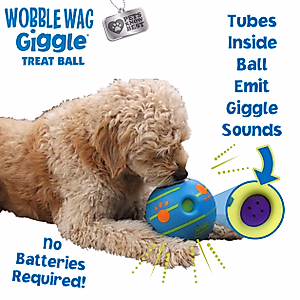 Wobble Wag Giggle Treat Ball- Interactive Dog Toy & Treat Dispenser, Fun Giggle Sounds When Rolled or Shaken, Great for Dogs Pets Know Best