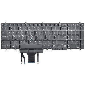 Replacement Keyboard for Dell Latitude E5550 E5570 5550 5580 5590 5591, Precision 3510 3520 7510 7520 7710 7720 Series Laptop with Pointer with Backlit No Frame US Layout