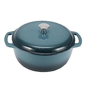Amazon Basics Cast Iron Dutch Oven Pot with Lid, Enameled, Round, Dual Handles, Heavy-Duty, Medium, 6-Quart, Gray