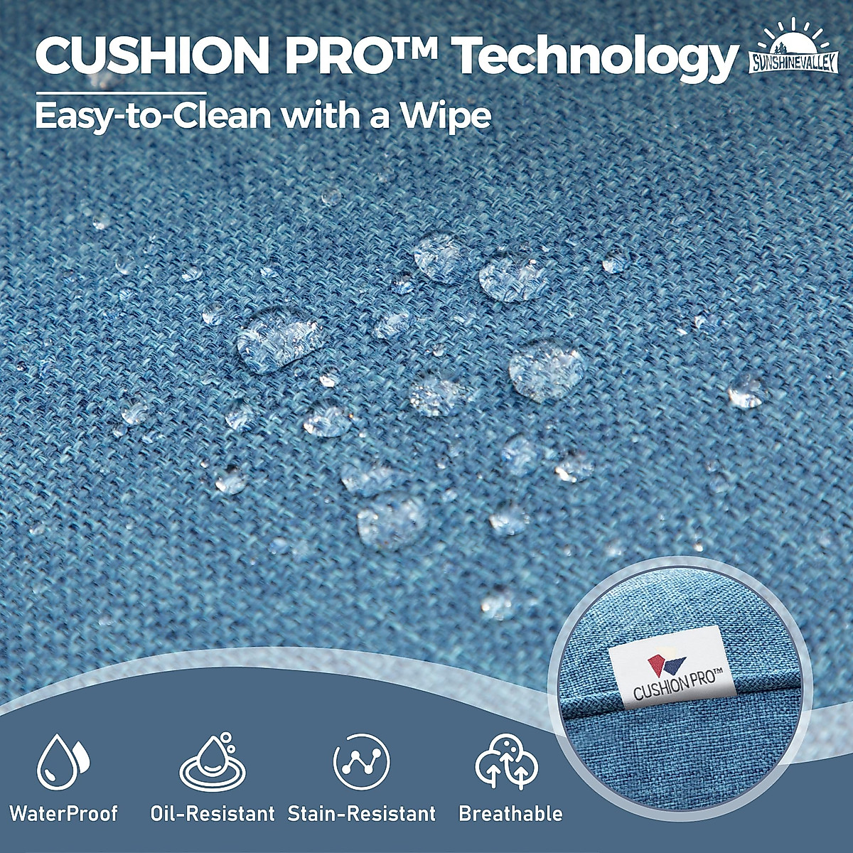 SUNSHINE VALLEY 7 Piece Metal Outdoor Patio Furniture Set, Patio Conversation Sets 1 3-seater Sofa, 4 Fixed Chair, 2 Ottomans with 5.75" Thick Cushion, Black All-weather Frame Backyard Furniture, Navy