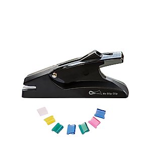 OfficeGoods No Slip Clip Staple Free Stapler - Revolutionary Clasp & Fastener for Documents & Reports - Holds 2 to 50 Pages Perfectly Without Staples - 40 Reusable Clips