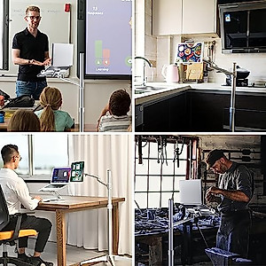 viozon Tablet and Laptop Floor Stand, 2-in-1 Rolling Adjustable Dual arm, Compatible with 4.5~13'' Phone and Tablet Compatible with iPhone, iPad Pro, iPad, Extra Tray Fits 12 to 17'' Laptop/Notebook(B