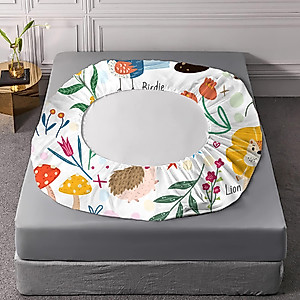 EDGZKO Sheet Set Cartoon Animals: Queen Size Cute Bed Sheets for Toddler Girls Boys Kids Deep Pocket Lovely Fox Bear Lion Flowers 4 Piece Bedding Sets 1 Flat Sheet & 1 Fitted Sheet & 2 Pillowcases