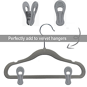 TOFIIGREM Grey Hanger Clips 50 Pack, Multi-Purpose Plastic Clips Easily Add on Plastic Clothes Hangers Velvet Hanger