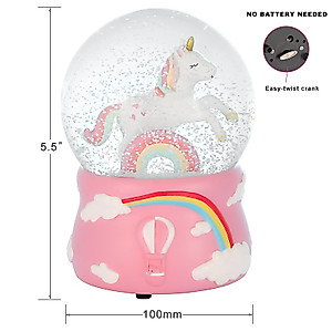 Musical Snow Globe for Kids, Unicorn Snow Globes for Girls, 2021 Snowglobes for Women with Glitter, 100MM Water Globe Collectibles, Birthday Gift for Adults