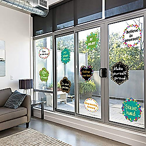 STOBOK 24PCS Confetti Positive Sayings Accents,9 inches x 9 inches Removable Back to School Sign Stickers with Adhesive Tape for Classroom,Kids Home Encouragement Decoration