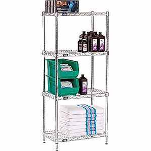 Nexel 14" x 30" x 63", 4 Tier Adjustable Wire Shelving Unit, NSF Listed Commercial Storage Rack, Chrome Finish, leveling feet