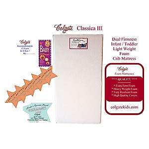 Colgate Mattress Classica III Crib Mattress - Lightweight Dual-Firmness Infant and Toddler Mattress with Thick, Foam and Triple-Layered Tear-Resistant Cover