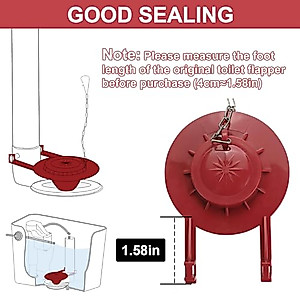 Toilet Flapper Replacement Kit High Performance Universal Toilet Tank Flapper with Stainless Chain & Hook, Long Lasting Rubber, Easy to Install Red 2inch 2pc
