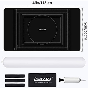 Becko Double Sided Puzzle Mat Puzzle Roll Up Storage Mat Resilient Neoprene Puzzle Saver with Auxiliary Lines, Drawstring Bag & Pump, for up to 1500 Pcs(Black/Gray)