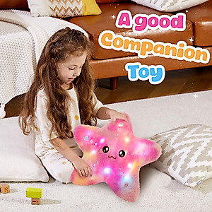 Houwsbaby 12" Light Up Starfish Plush Pillow,Tie-Dyed Sea Star Stuffed Animal,Ideal Festivals Birthdays Children's Day for Kids Girls Boys